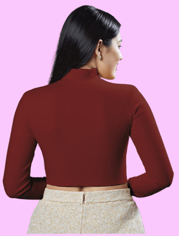 Winter Turtle Neck Blousejacket Maroon Plain - Basically Desi Designer ...