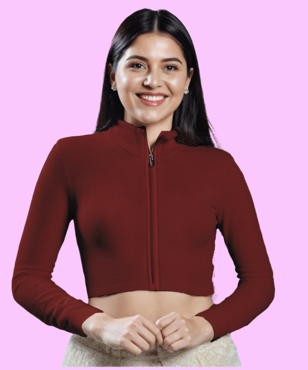 Winter Turtle Neck Blousejacket Maroon Plain - Basically Desi Designer ...