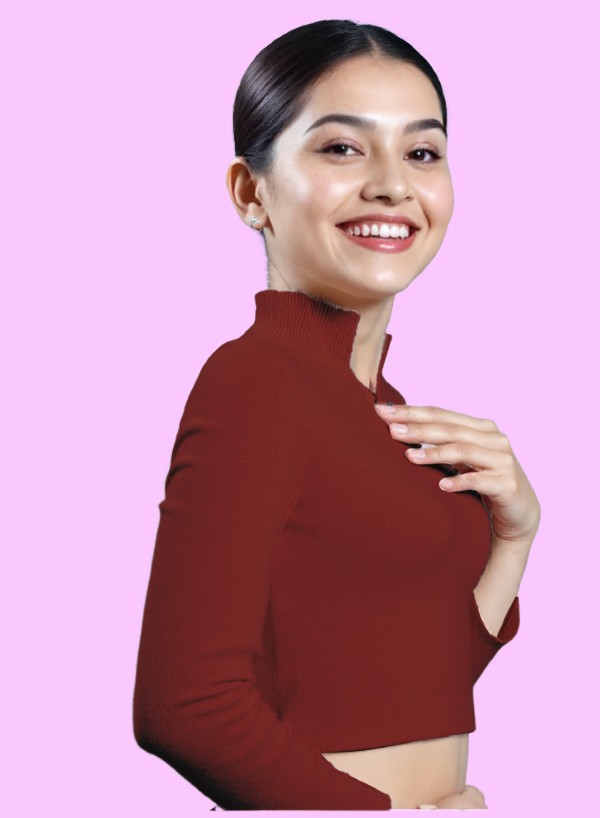 Winter Turtle Neck Blousejacket Maroon Plain - Basically Desi Designer ...